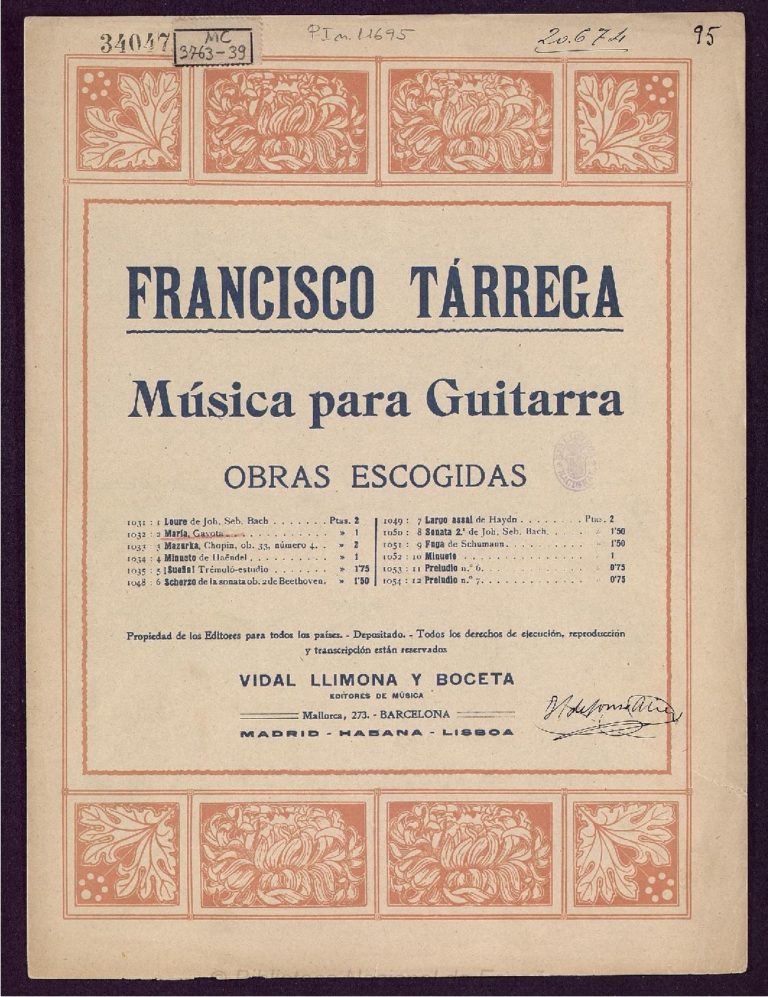 Tarrega. Francisco - 1032-2 María - Classical Guitar Library Classical ...