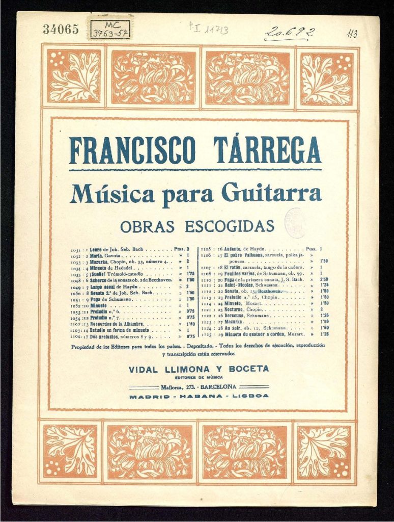 Tarrega. Francisco - 1107-18 El Taton Tango de la Candera - Classical ...