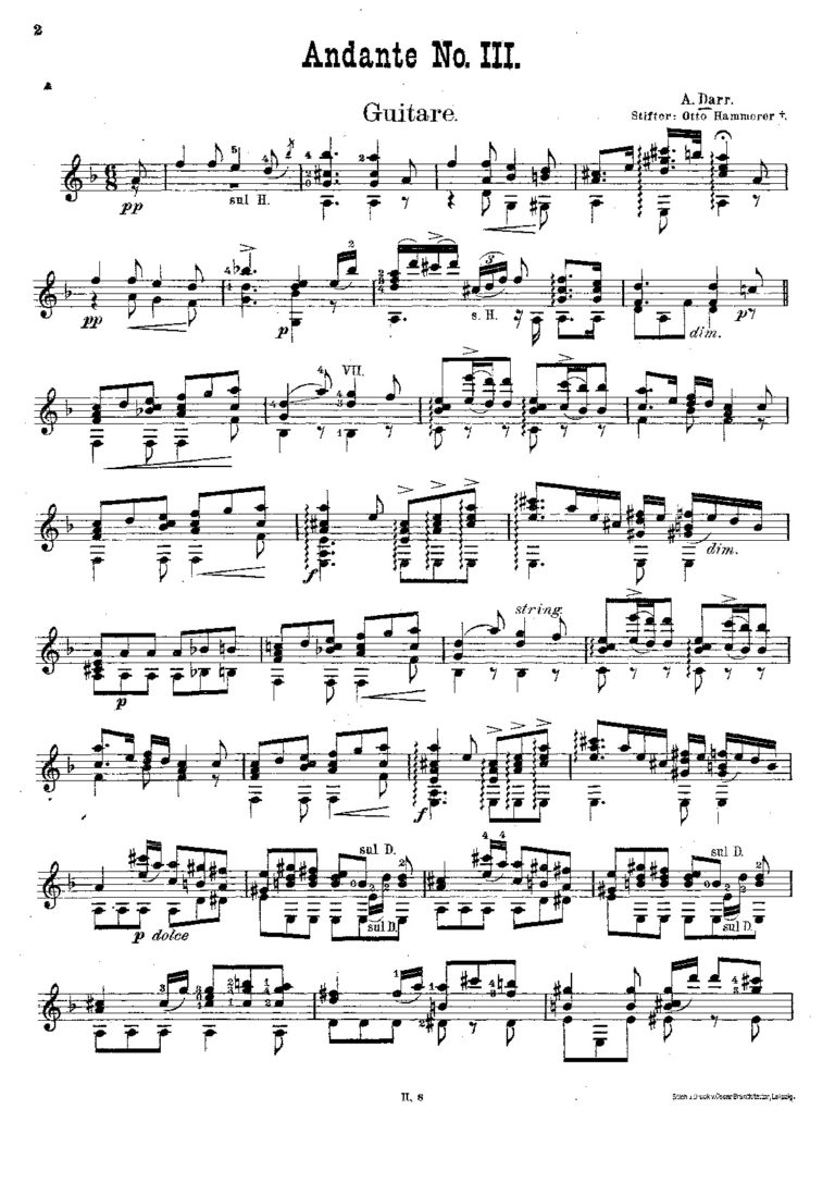 Darr. Adam - Andante No. 3 - Classical Guitar Library Classical Guitar ...