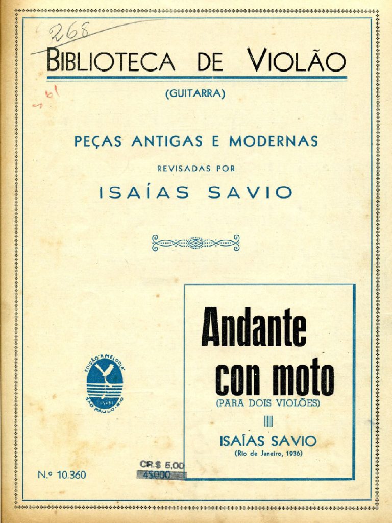 Savio. Isaias - Andante con moto (para dois violoes) - Classical Guitar ...
