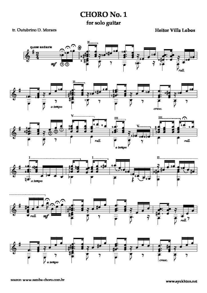 Villa-Lobos. Heitor - Choro No. 1 - Classical Guitar Library Classical ...