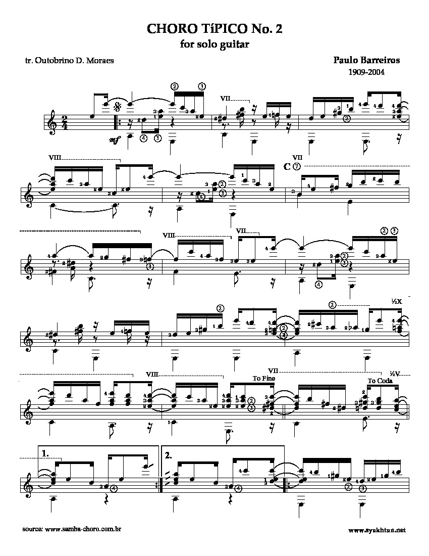 Barreiros. Paulo - Choro Típico No. 2 - Classical Guitar Library ...