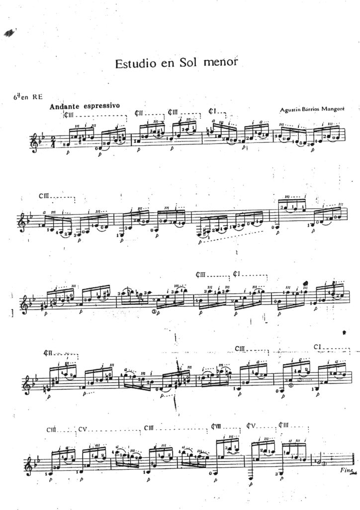 Barrios. Agustín - Estudio En Sol Menor - Classical Guitar Library ...