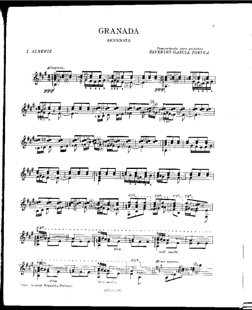 Albeniz. Isaac - Granada serenata I. Albéniz transcripcíon para ...