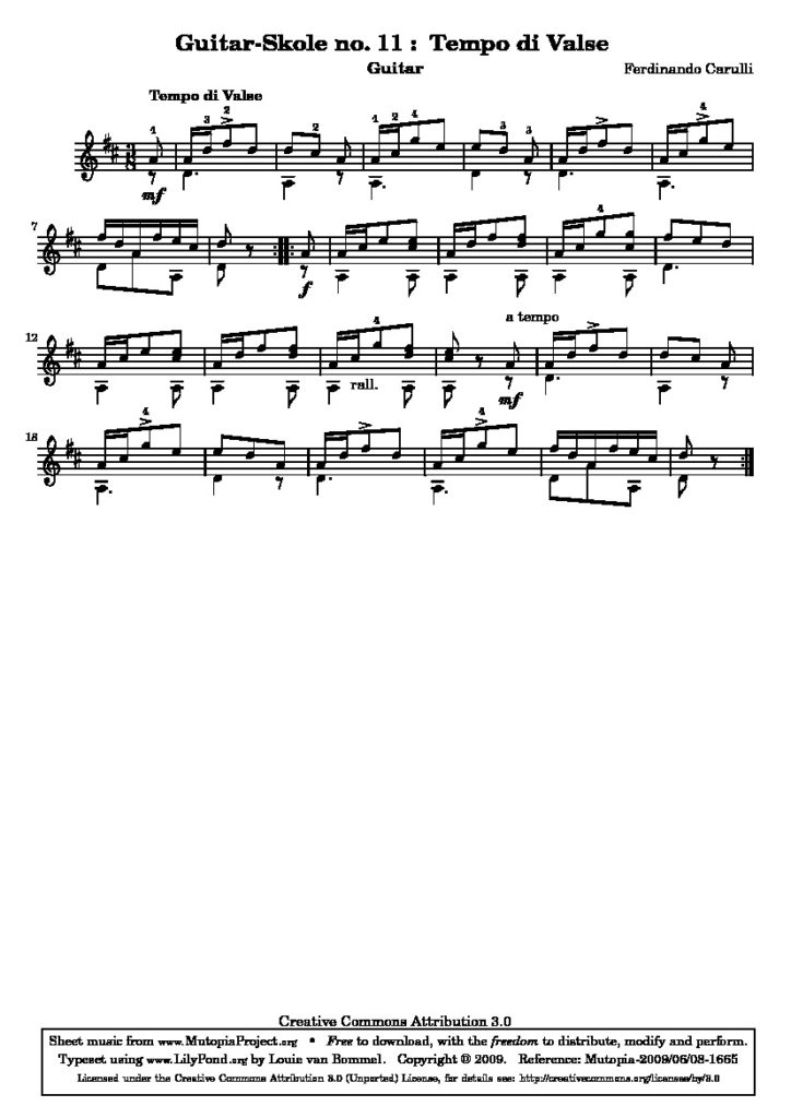 Carulli. Ferdinando - Guitar-Skole no. 11 Tempo di Valse - Classical ...