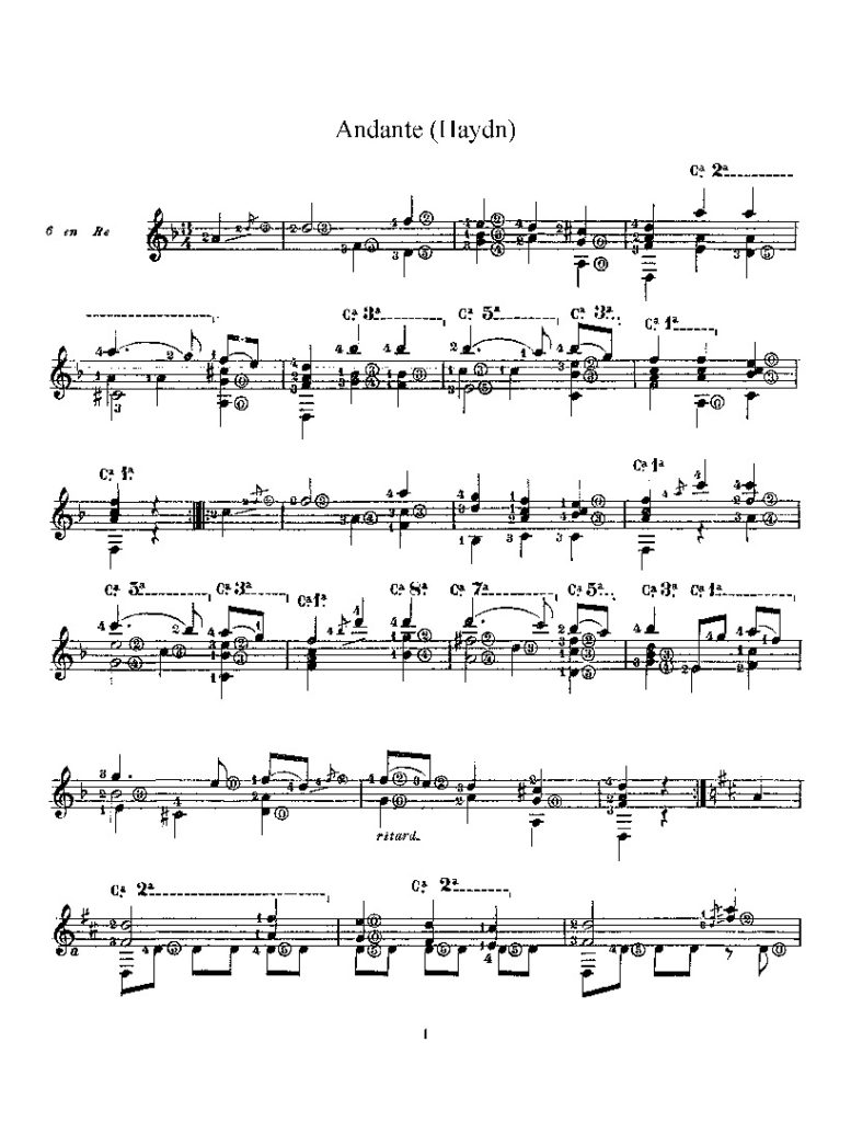 Tarrega. Francisco - (Haydn) Andante - Classical Guitar Library ...
