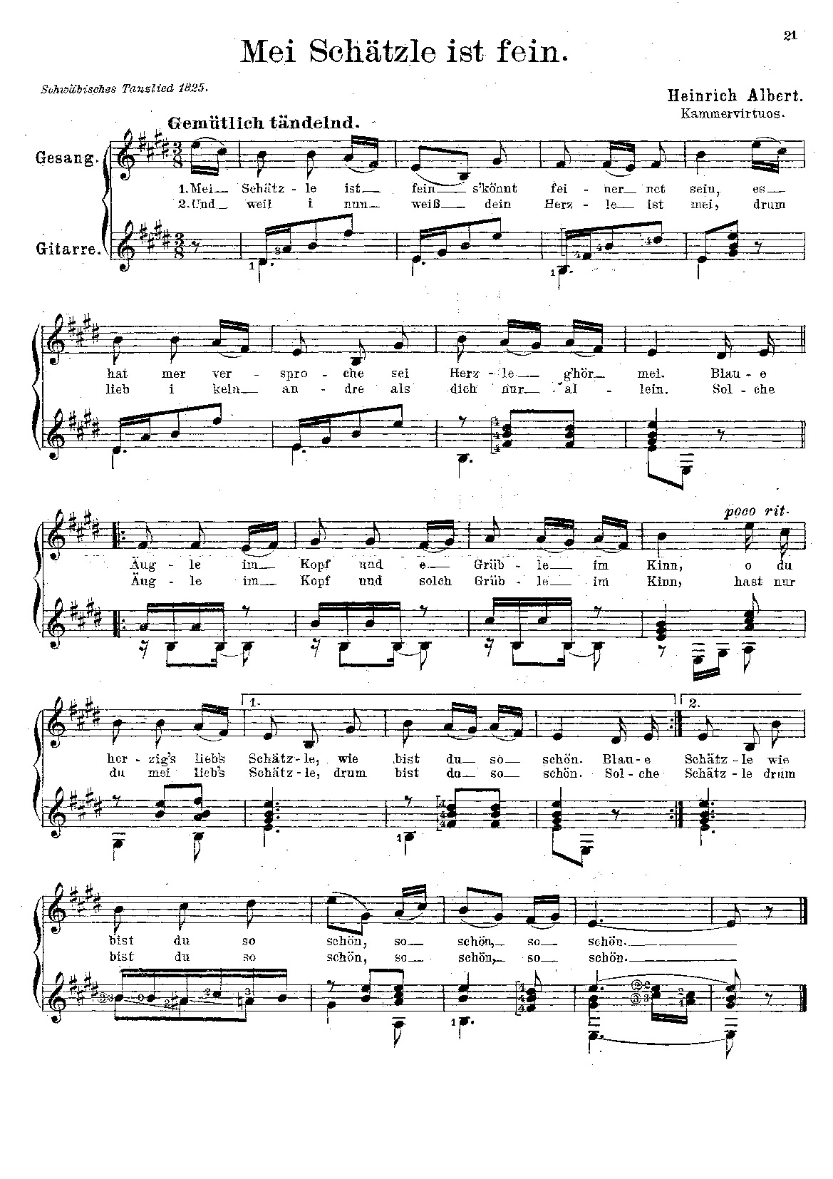 Albert. Heinrich - Mei Schätzle ist fein - Classical Guitar Library ...