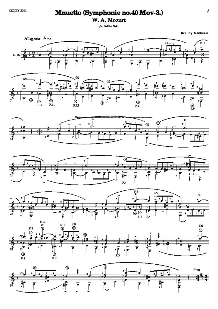 Mozart. Wolfgang Amadeus - Mnuetto (Symphonie no.40 Mov-3.) - Classical ...