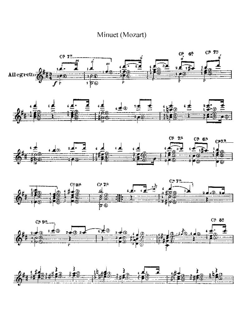 Tarrega. Francisco - (Mozart) Minuet 1 - Classical Guitar Library ...