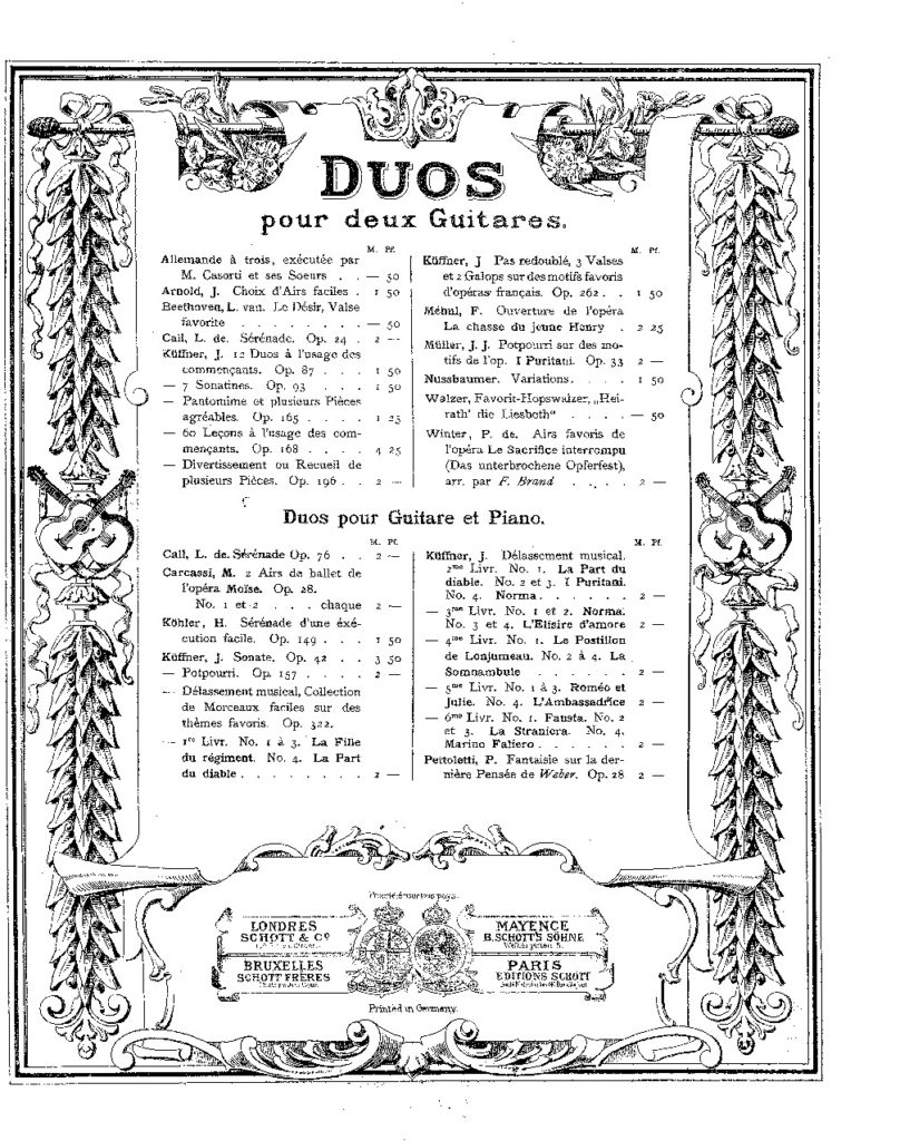 Kuffner Joseph Op 165 V Pieces For Two Guitars Duet Classical