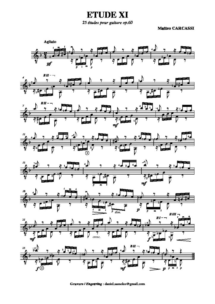 Carcassi. Matteo - Op. 60 Etude 11 - Classical Guitar Library Classical ...