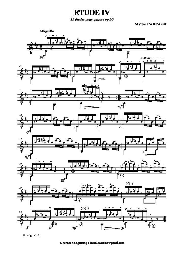 Carcassi. Matteo - Op. 60 Etude 4 - Classical Guitar Library Classical ...