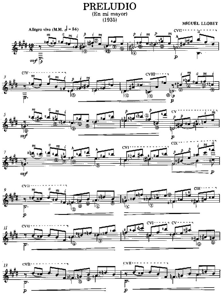 Llobet. Miguel Soles - Preludio (e major) - Classical Guitar Library ...
