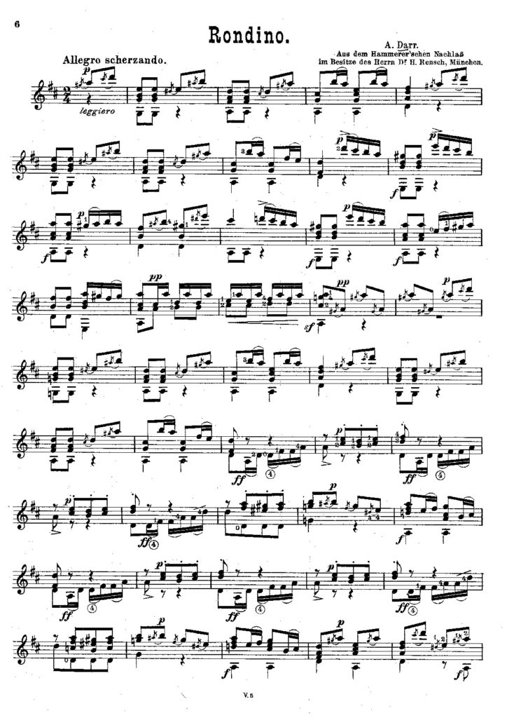 Darr. Adam - Rondino - Classical Guitar Library Classical Guitar Sheet ...