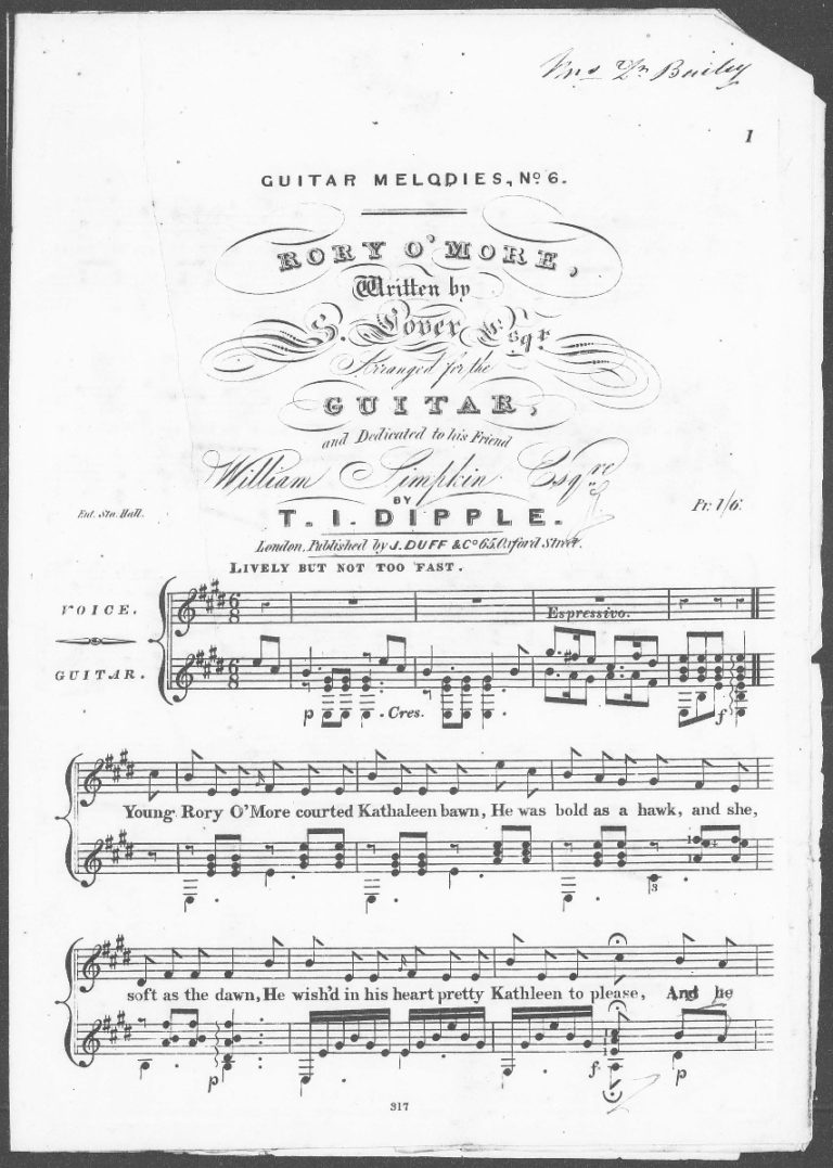 Lover. Samuel - Rory O More, arranged for the Guitar from Guitar ...