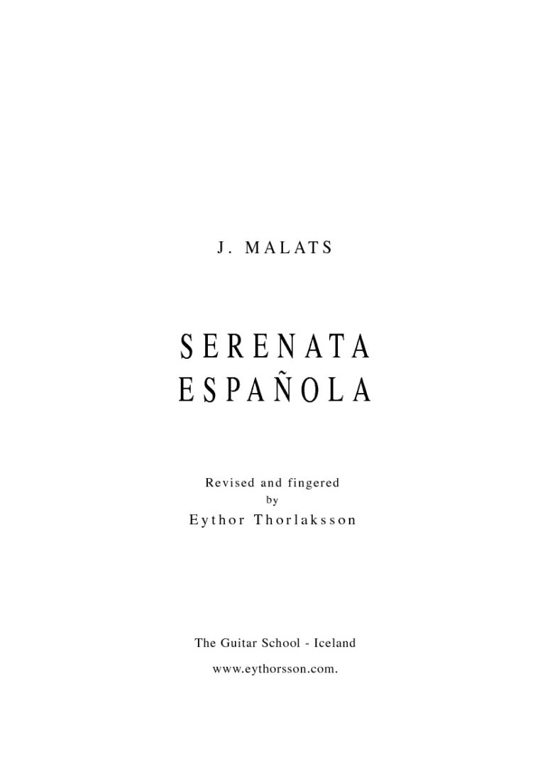 Malats. Joaquin - Serenata Española - Classical Guitar Library ...