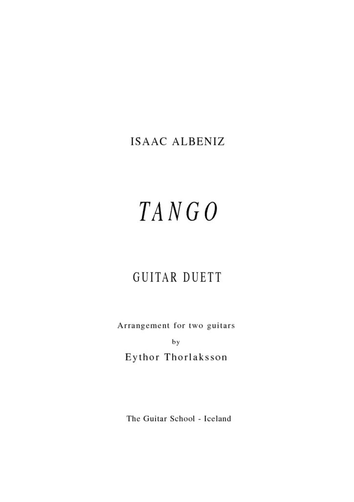Albeniz. Isaac - Tango Arrangement for two guitars - Classical Guitar ...