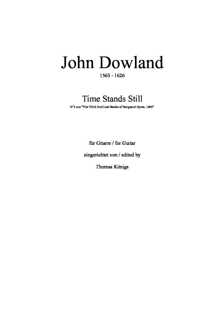 Dowland. John - Time Stands Still - Classical Guitar Library Classical ...