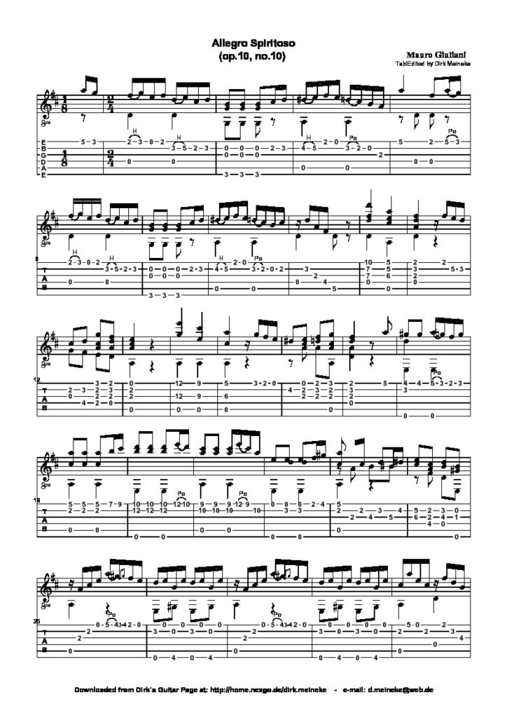 Giuliani. Mauro - Allegro op10 no10 - Classical Guitar Library ...