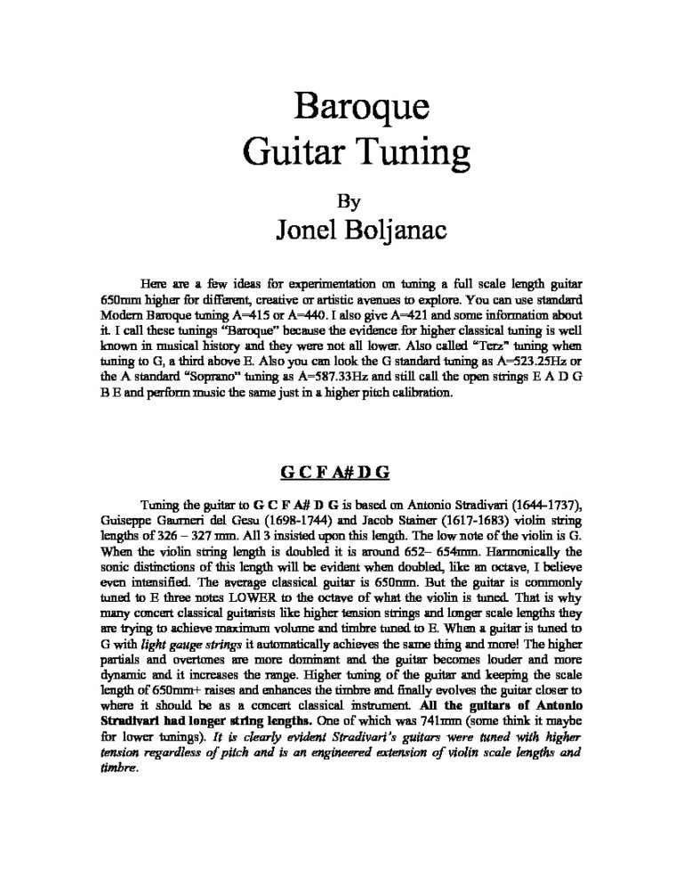 Musicology - Baroque Guitar Tuning - Classical Guitar Library Classical ...