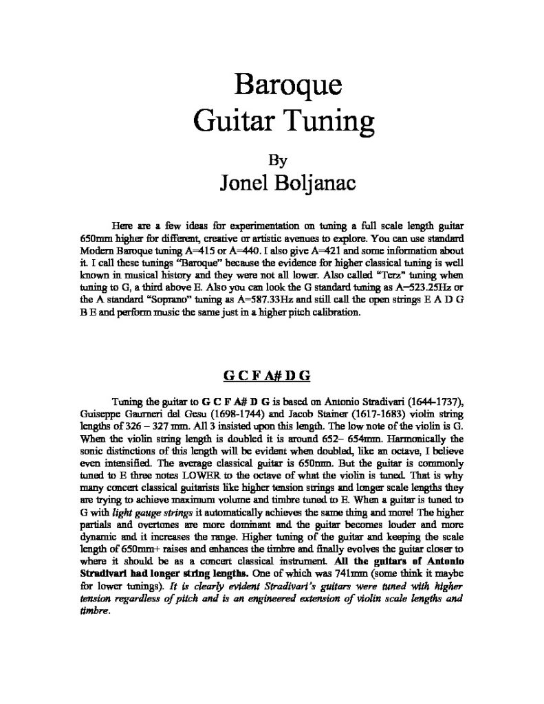 Musicology - Baroque Guitar Tuning - Classical Guitar Library Classical ...
