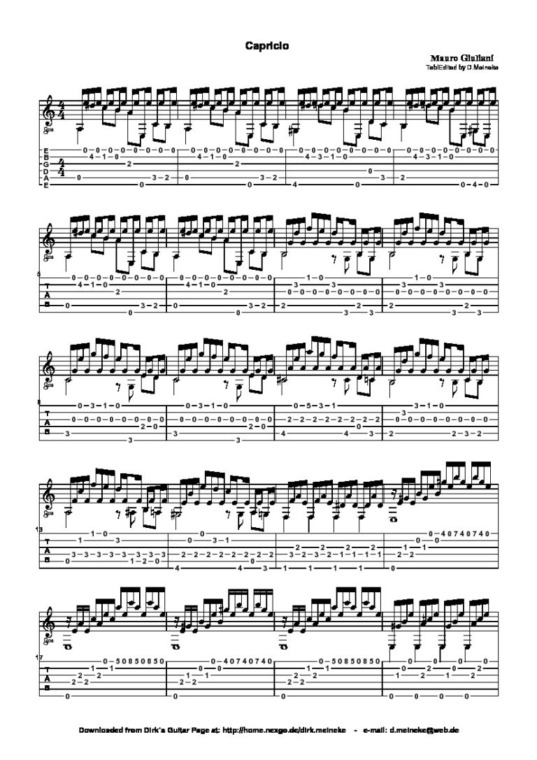 Giuliani. Mauro - Capriccio - Classical Guitar Library Classical Guitar ...