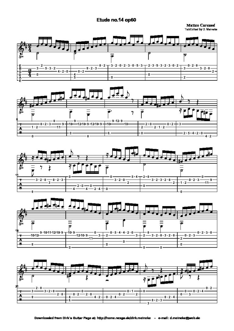 Carcassi. Matteo - Etude op60 no14 - Classical Guitar Library Classical ...