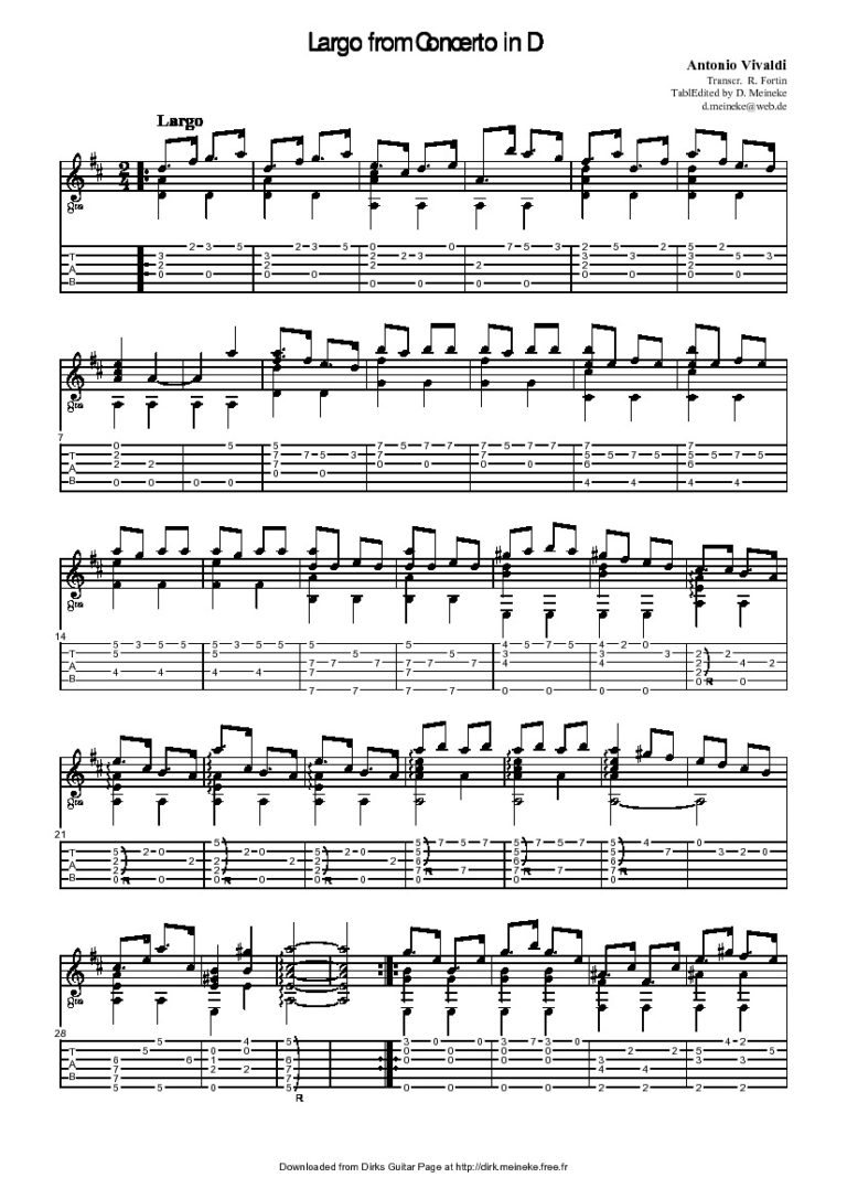 Vivaldi. Antonio - Largo - Classical Guitar Library Classical Guitar ...