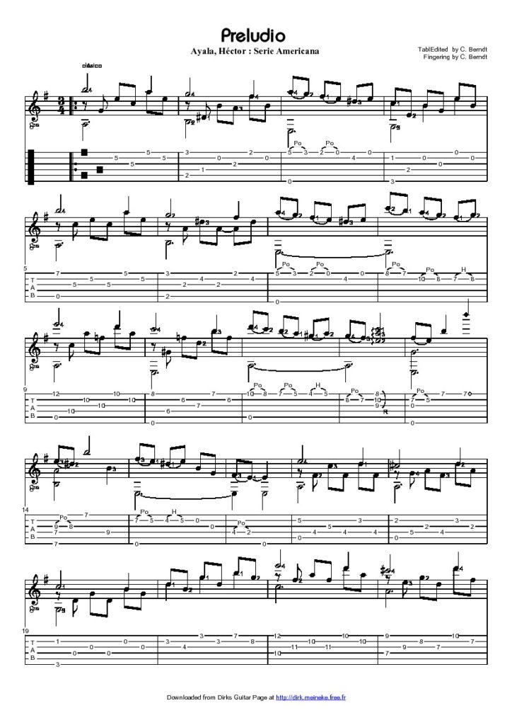 Ayala. Hector - Preludio - Classical Guitar Library Classical Guitar ...