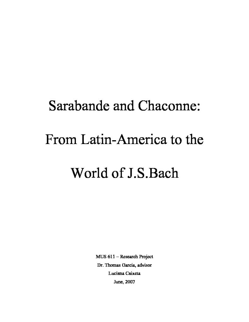 Musicology - Sarabande and Chaconne From Latin-America to the World of ...