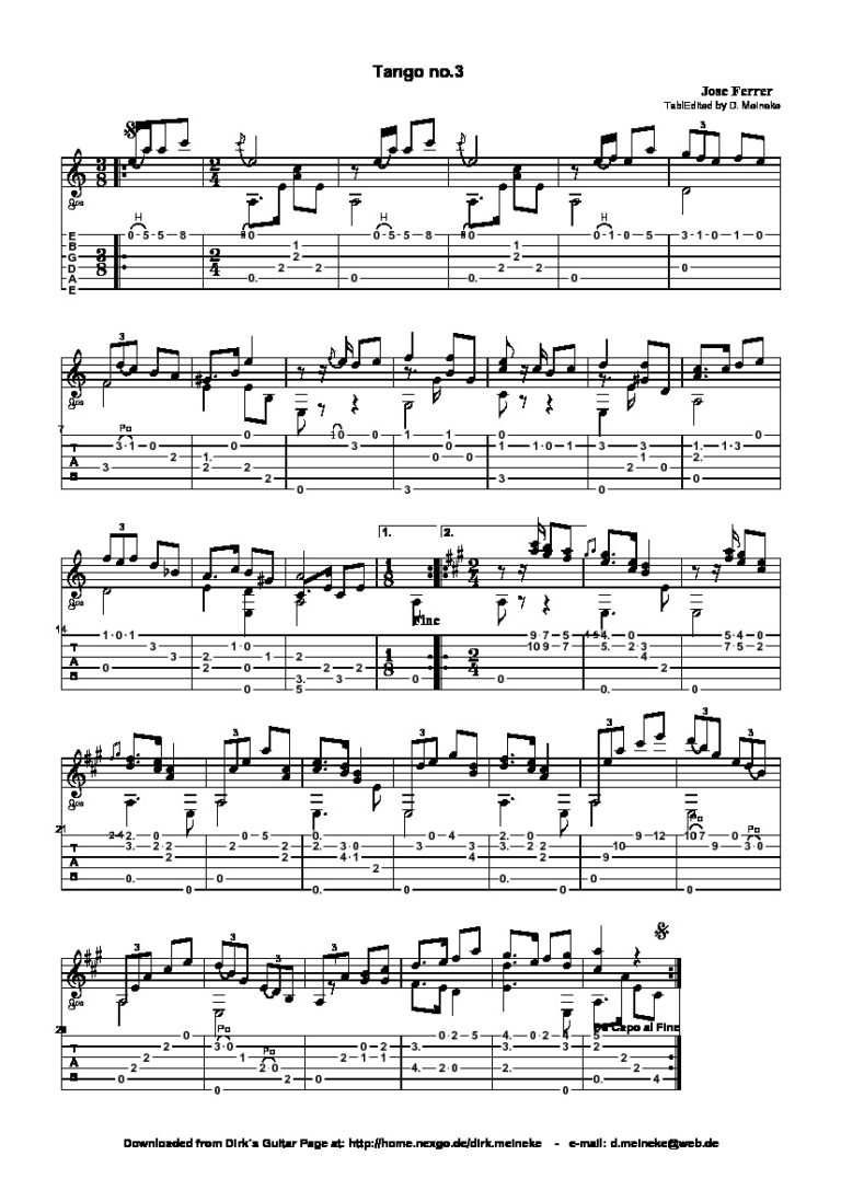 Ferrer. Jose Esteve - Tango no3 - Classical Guitar Library Classical ...
