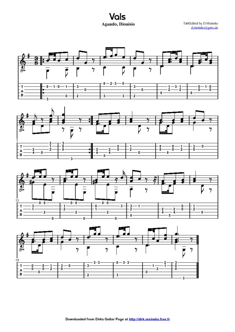 Aguado. Dionisio - Vals - Classical Guitar Library Classical Guitar ...