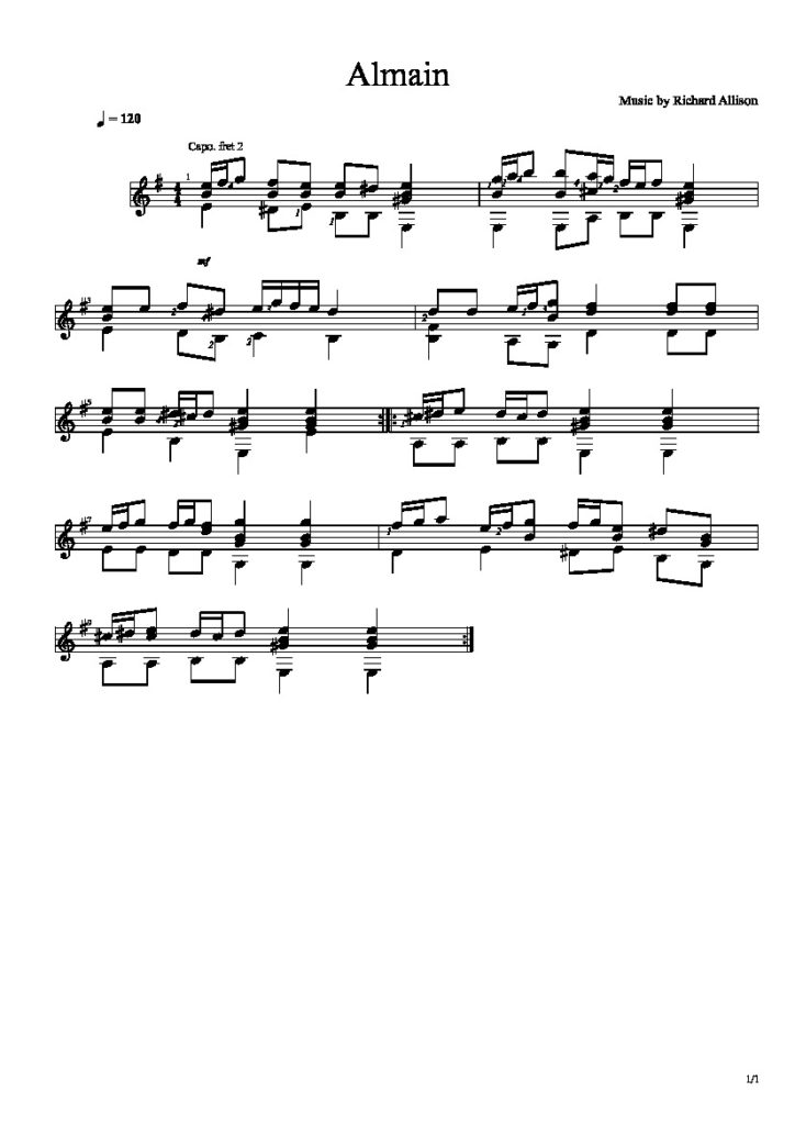 Allison. Richard Classical Guitar Sheet Music Scores - Classical Guitar ...