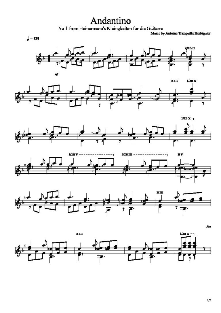 Berbiguier. Benoit Tranquille - Andantino by Antoine Tranquille ...