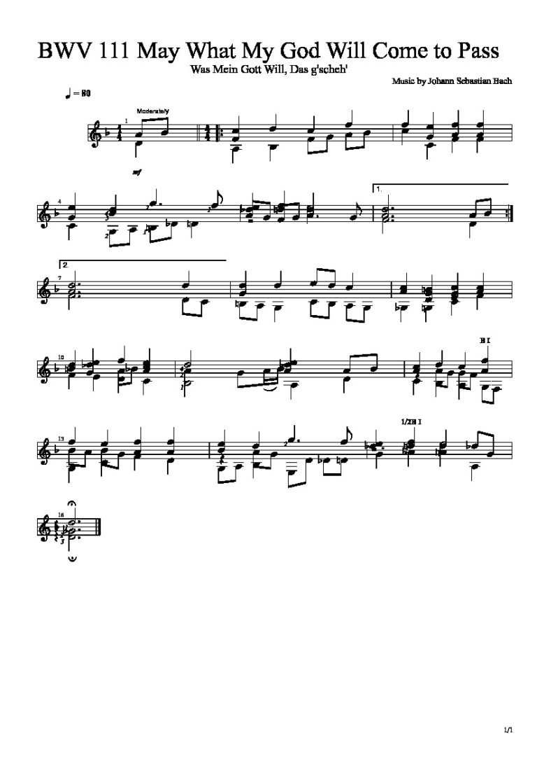 Bach. Johann Sebastian - BWV 111 May What My God Will Come to Pass by ...