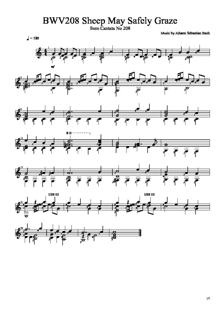 Bach. Johann Sebastian - BWV 208 Sheep May Safely Graze by Johann ... Bach. Johann Sebastian - BWV 208 Sheep May Safely Graze by Johann ...