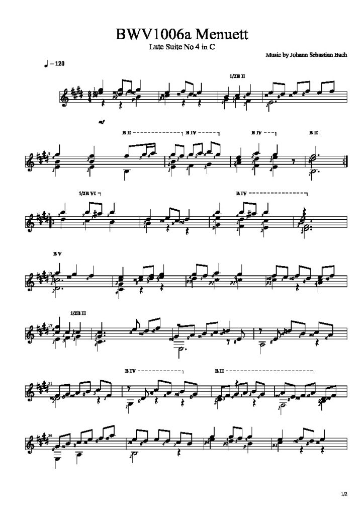 Bach. Johann Sebastian - BWV1006a Menuett by Johann Sebastian Bach ...