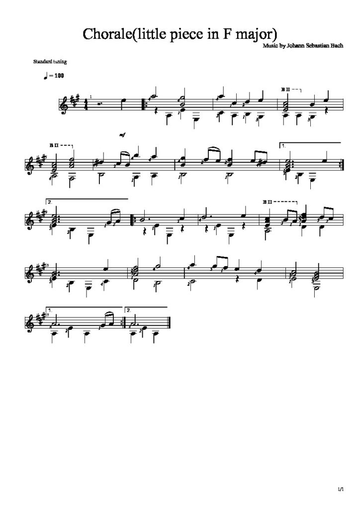 Bach. Johann Sebastian - Chorale(little piece in F major) by Johann ...