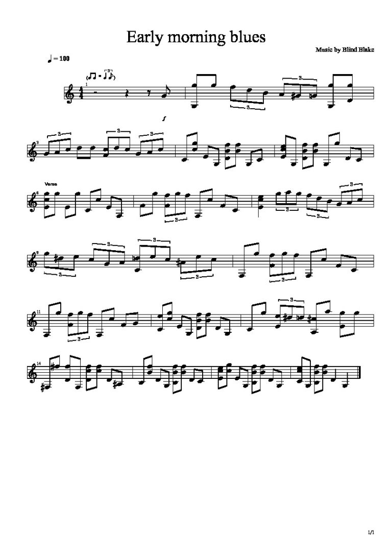 Blind. Blake - Early Morning Blues by Blind Blake - Classical Guitar ...