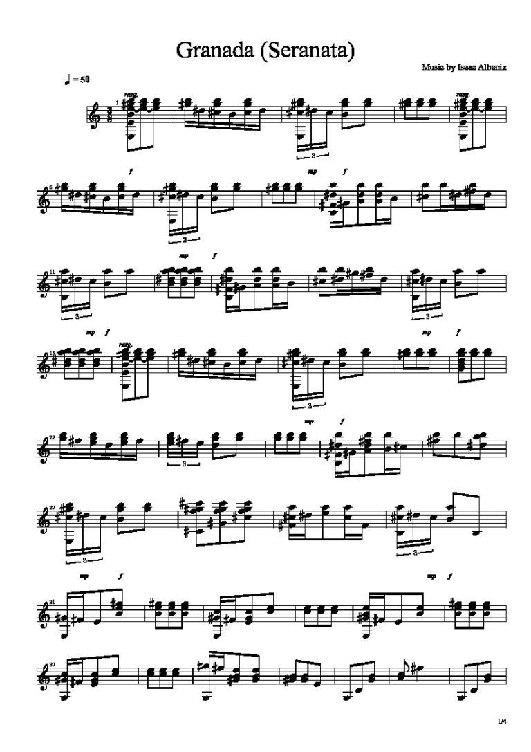 Albeniz. Isaac - Granada by Isaac Albeniz - Classical Guitar Library ...