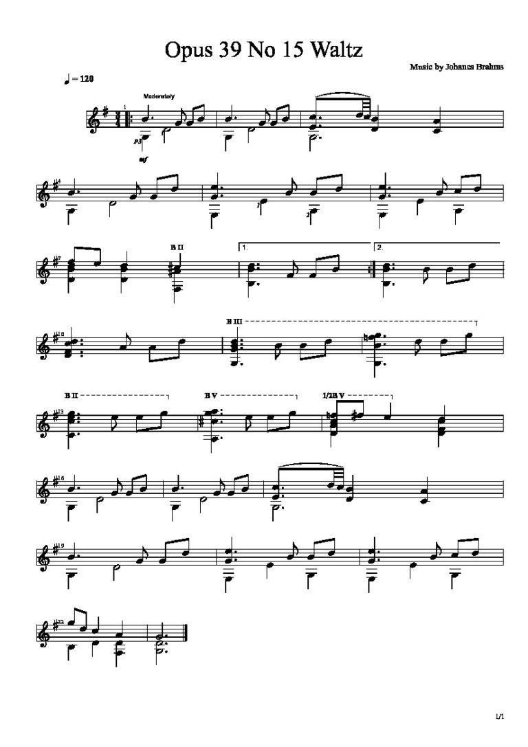 Brahms. Johannes - Opus 39 No 15 Waltz by Johannes Brahms - Classical ...