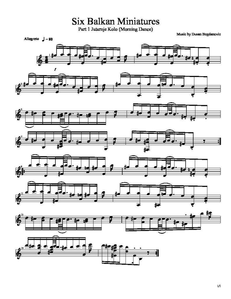 Bogdanovic. Dusan - Six Balkan Miniatures Part 1 by Dusan Bogdanovic ...