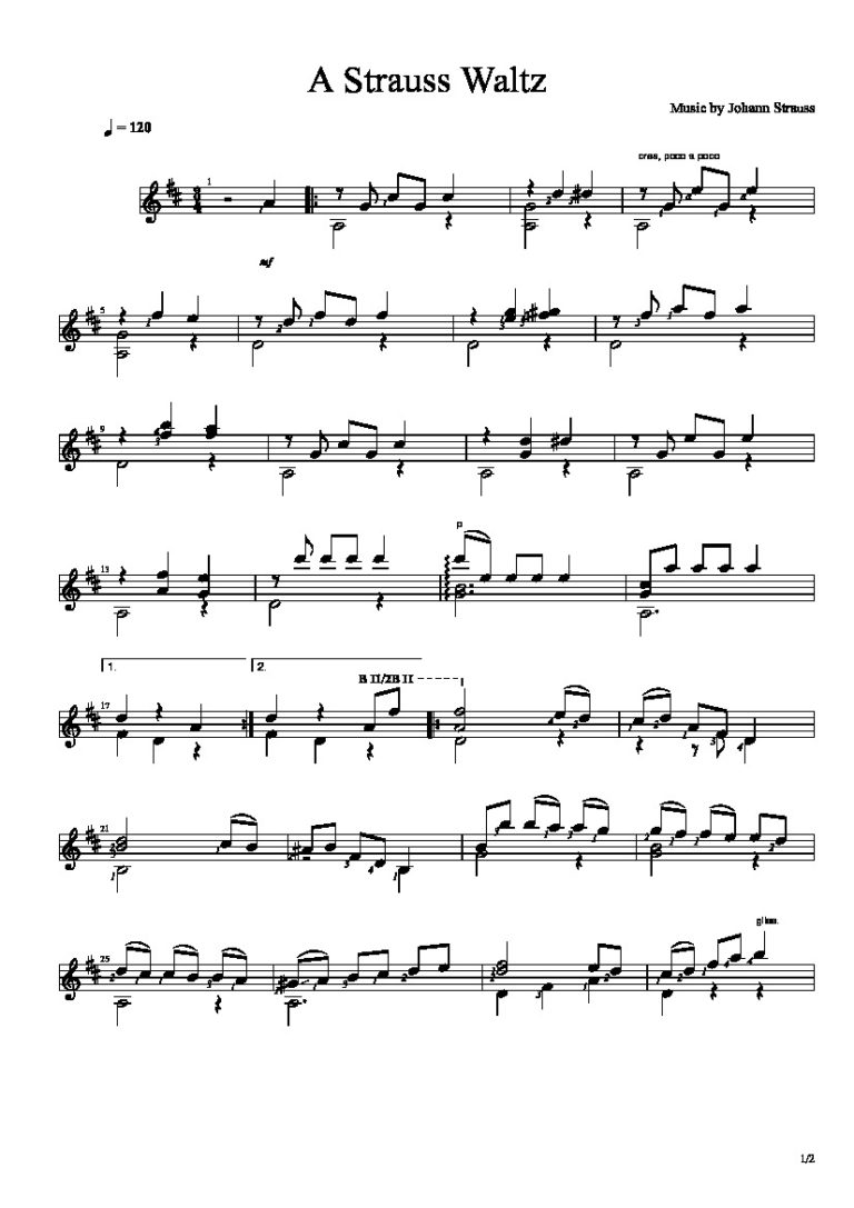 Strauss. Johann - A Strauss Waltz by Johann Strauss - Classical Guitar ...