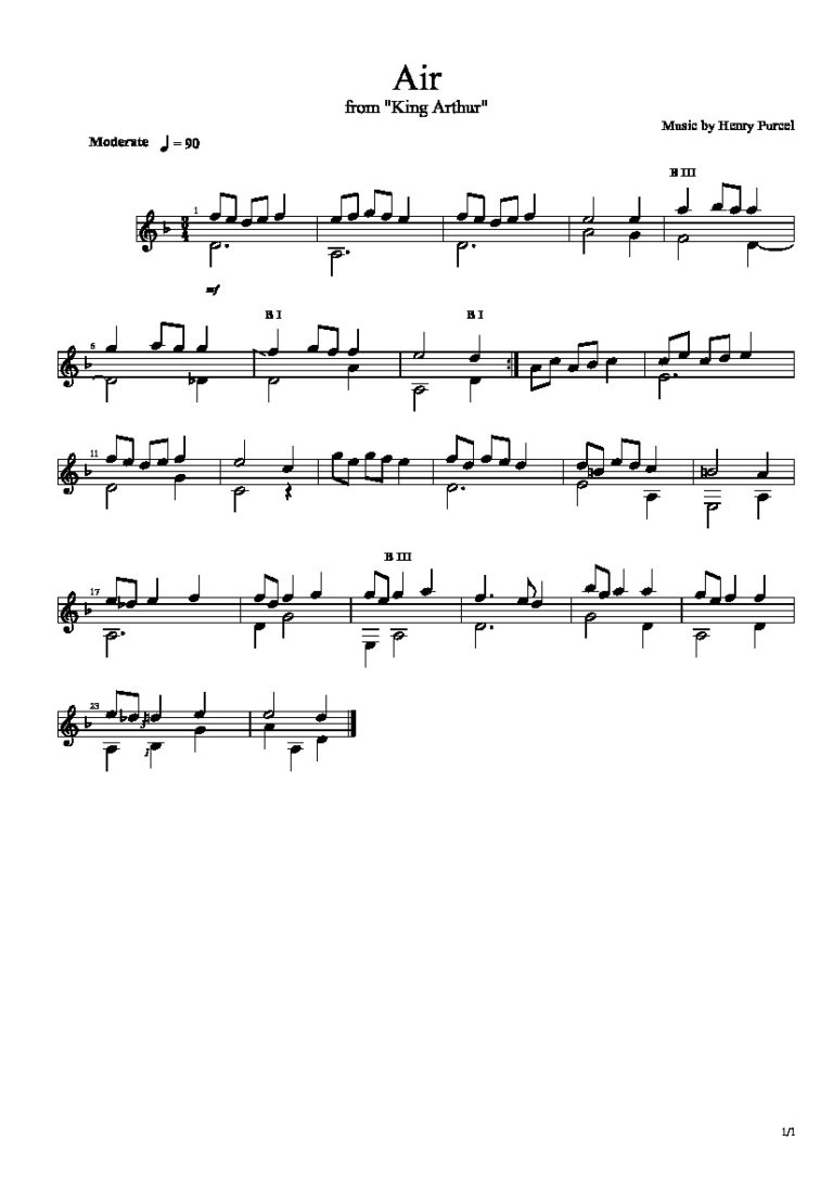 Purcell. Henry - Air 2 by Henry Purcell - Classical Guitar Library ...