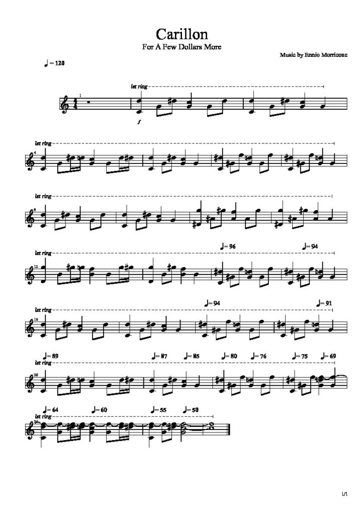 Morricone. Ennio - Carillon by Ennio Morricone - Classical Guitar ...