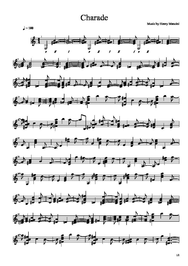Mancini. Henry - Charade by Henry Mancini - Classical Guitar Library ...