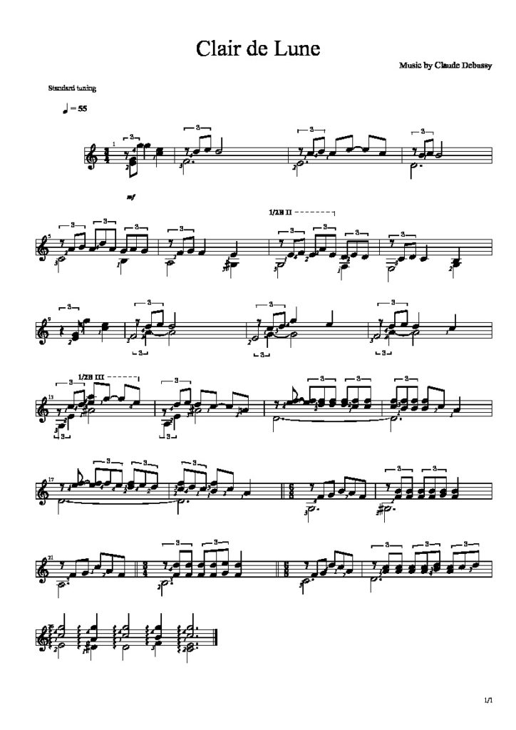 Debussy. Claude - Clair de Lune by Claude Debussy - Classical Guitar ...