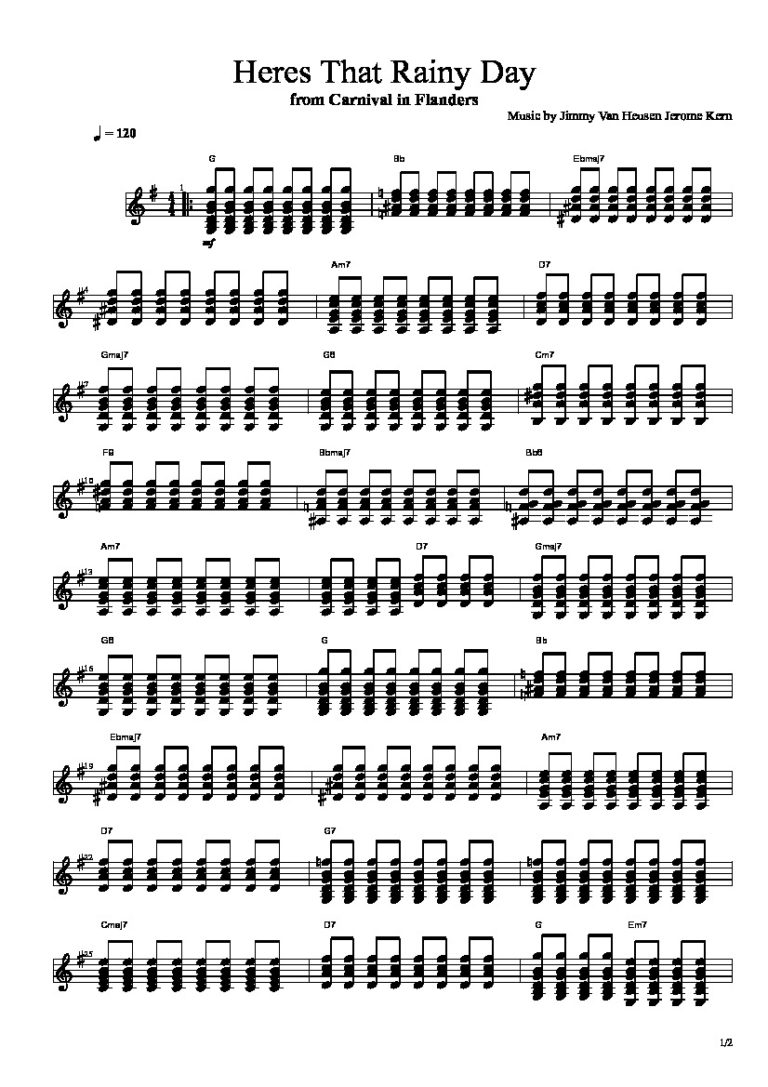 Heusen. Jimmy Van - Heres That Rainy Day Guitar 2 by Jimmy Van Heusen ...