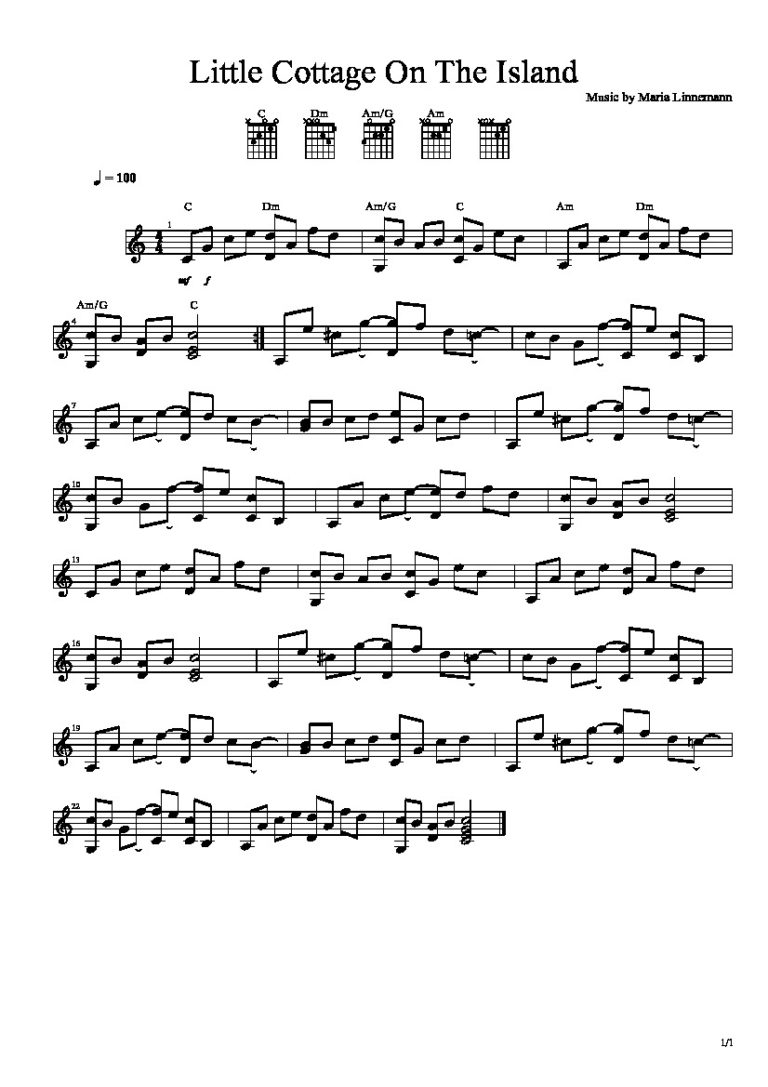 Linnemann. Maria Classical Guitar Sheet Music Scores - Classical Guitar ...
