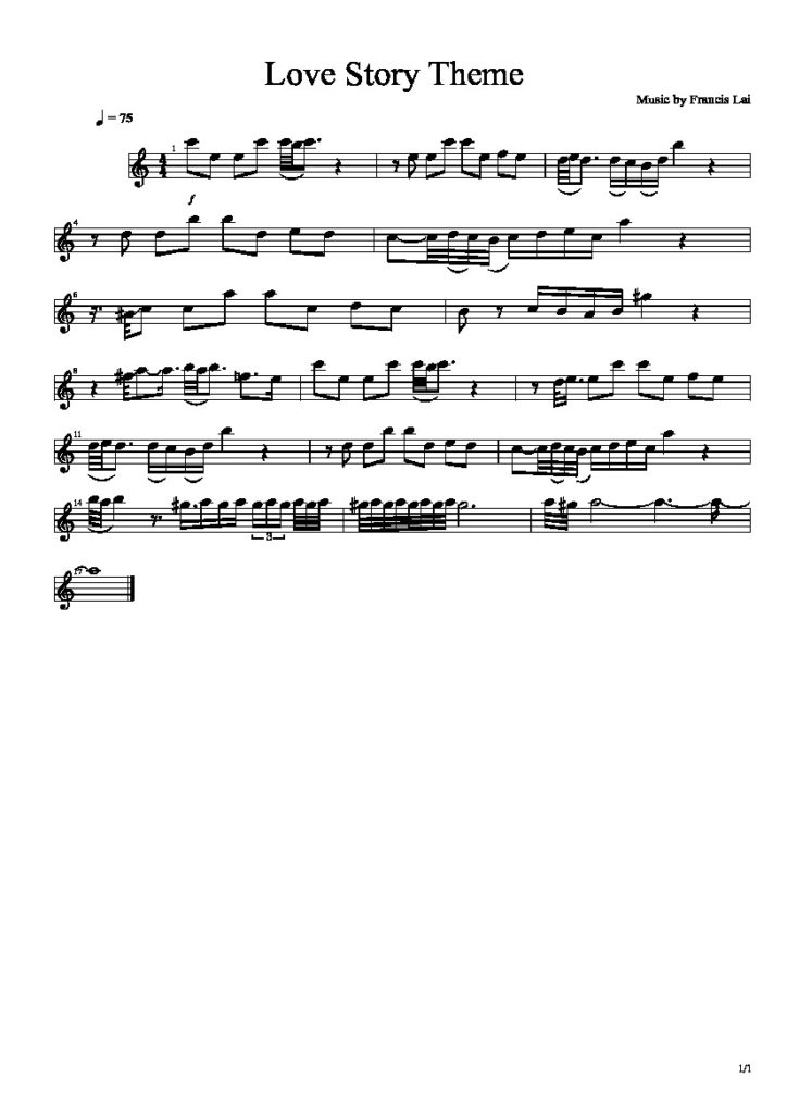 Lai. Francis - Love Story Theme Duet Guitar 1 by Francis Lai ...